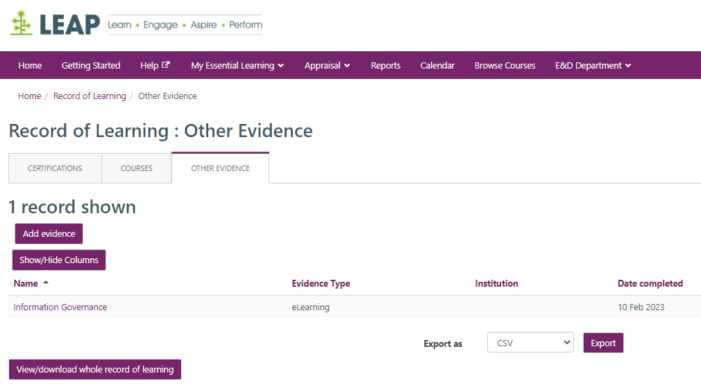 Accepting training records from other Trusts - SLaM Mapping Guidance ...